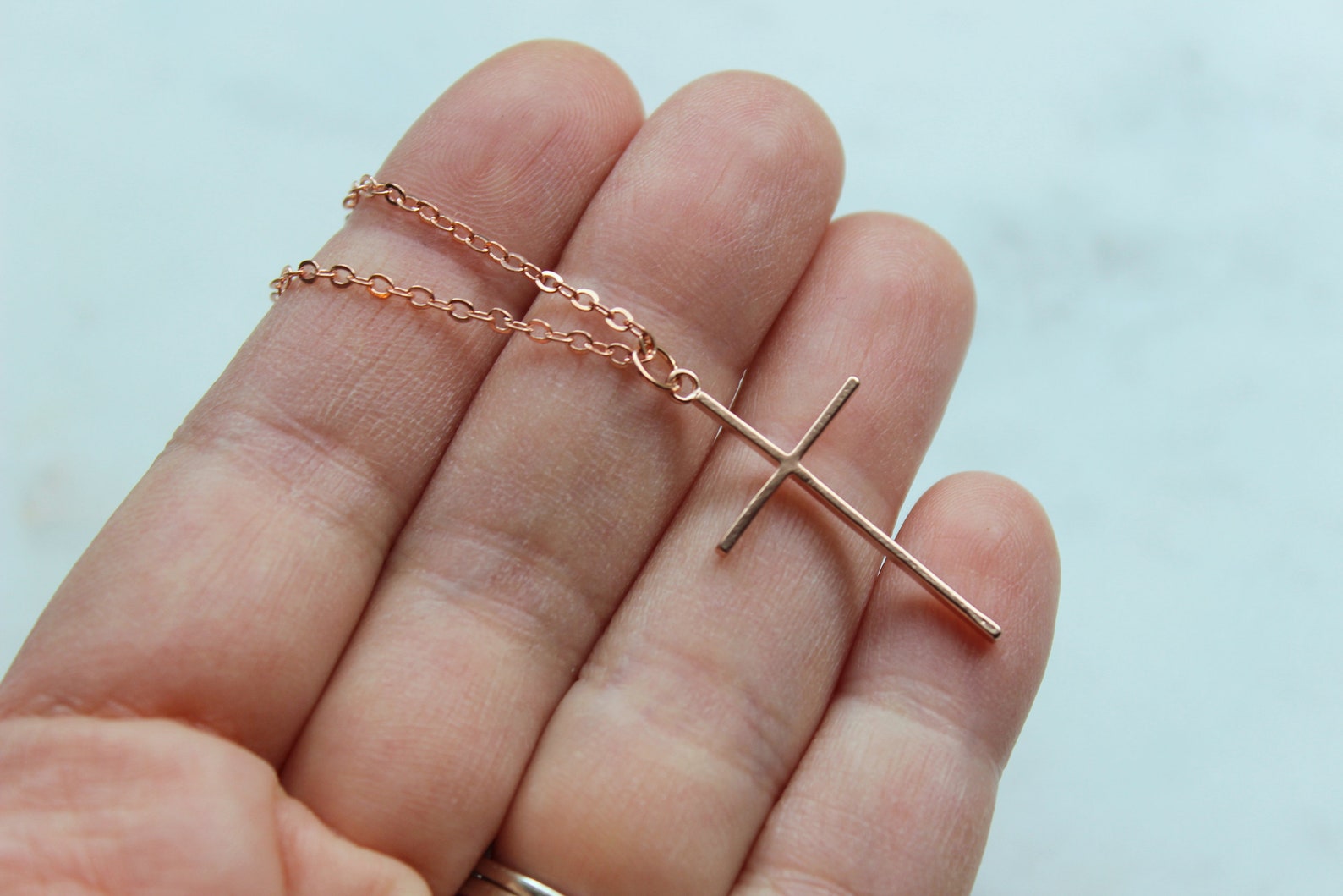 Rose Gold Cross Necklace, Rose Gold Cross Jewelry, 21st Birthday Gift ...
