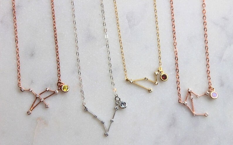 Birthstone Personalized Gift, Zodiac Necklace, Zodiac Jewelry ...