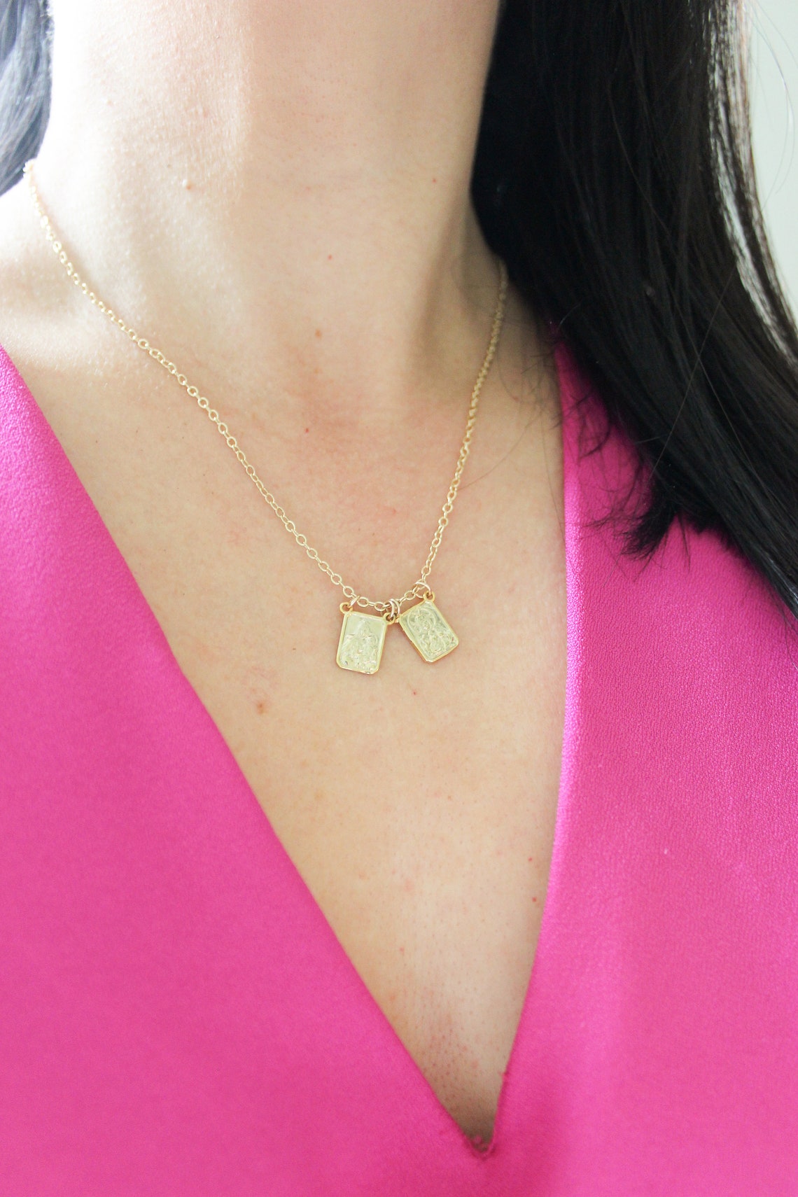 14k Gold Filled Scapular Necklace, Scapular Jewelry, Gold Mary Necklace ...