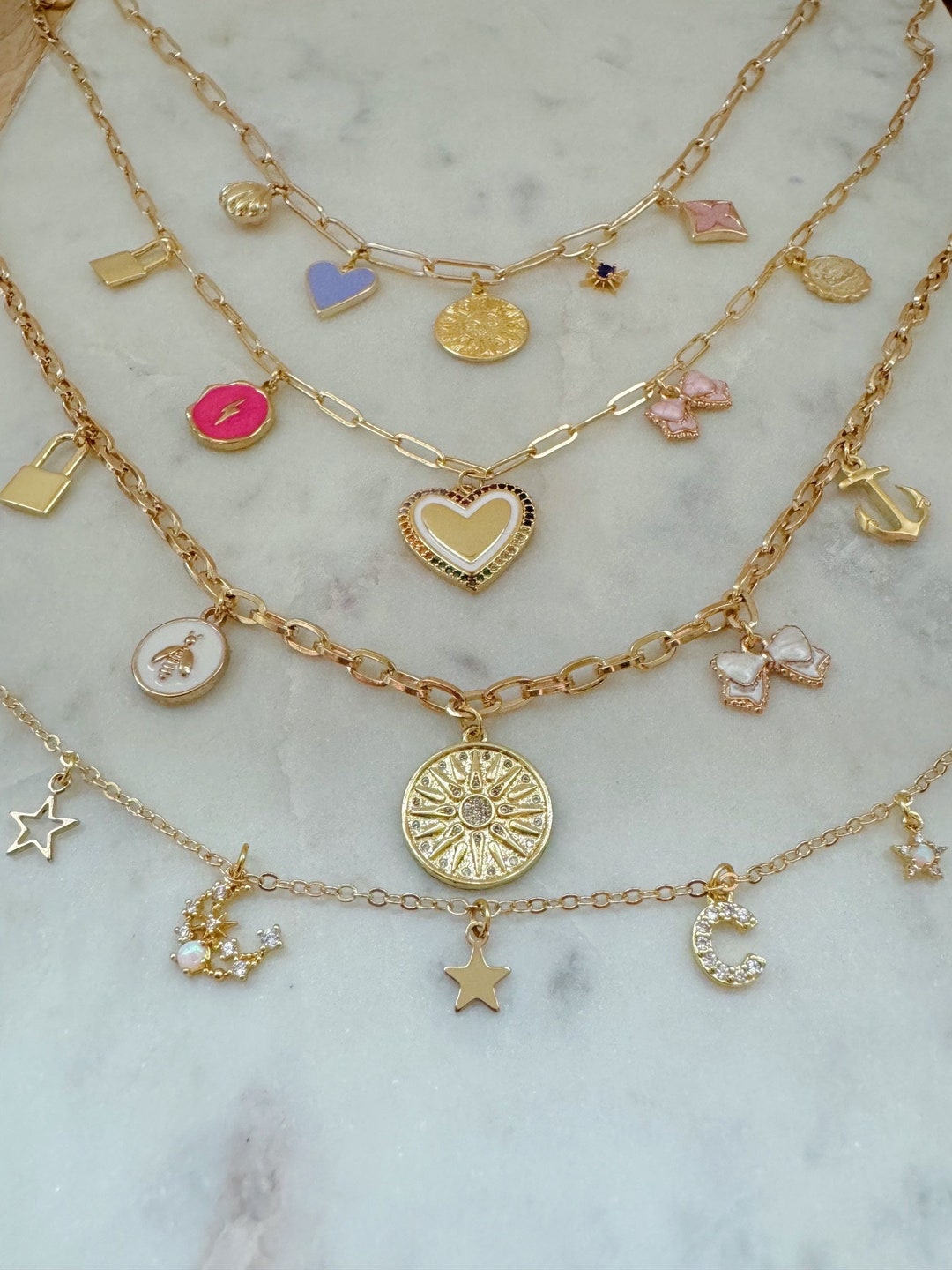 Create Your Own Charm Necklace, Build Your Own Charm Jewelry, Gold ...
