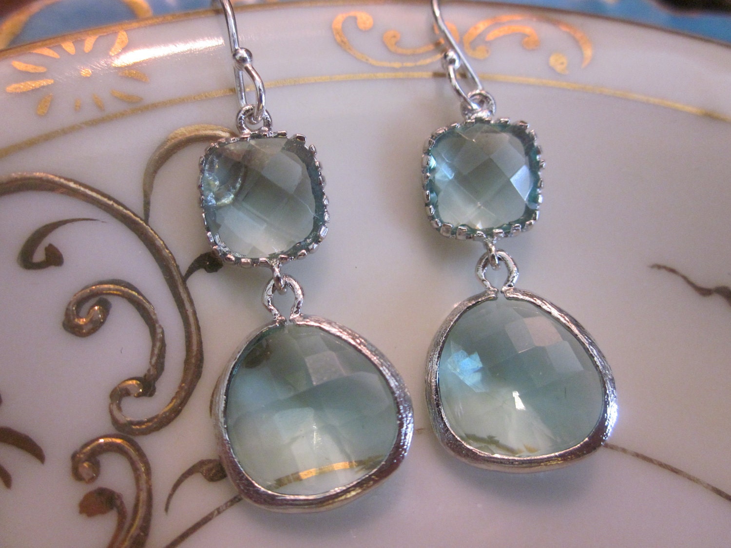 Prasiolite Earrings Silver Light Green Earrings - Sterling Silver ...