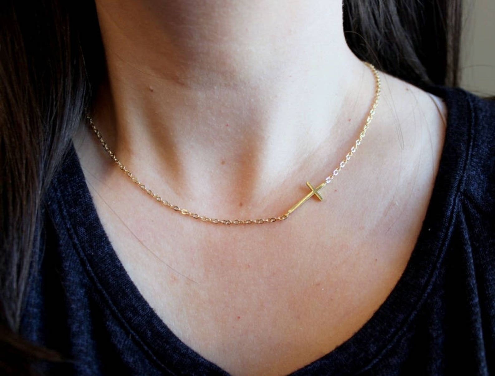 Sideways Cross Necklace Sideways Cross Sideway Cross | Etsy