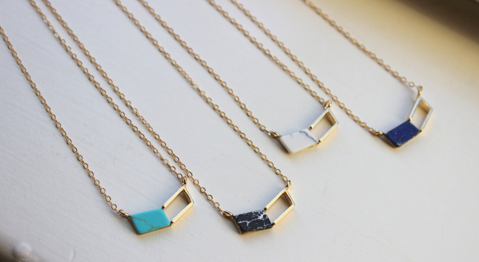 Gold Chevron Necklace, Chevron Jewelry, Geometric Necklace Turquoise ...