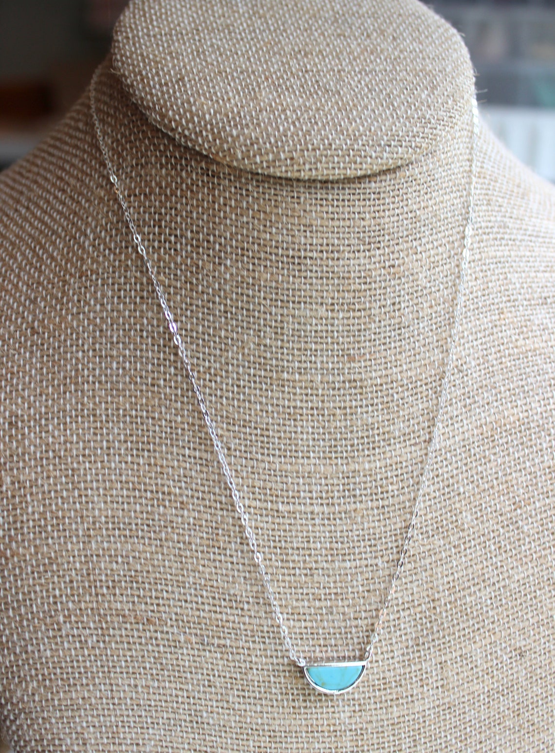 Half Moon Necklace, Silver Moon Necklace, Half Moon Jewelry, Crescent ...