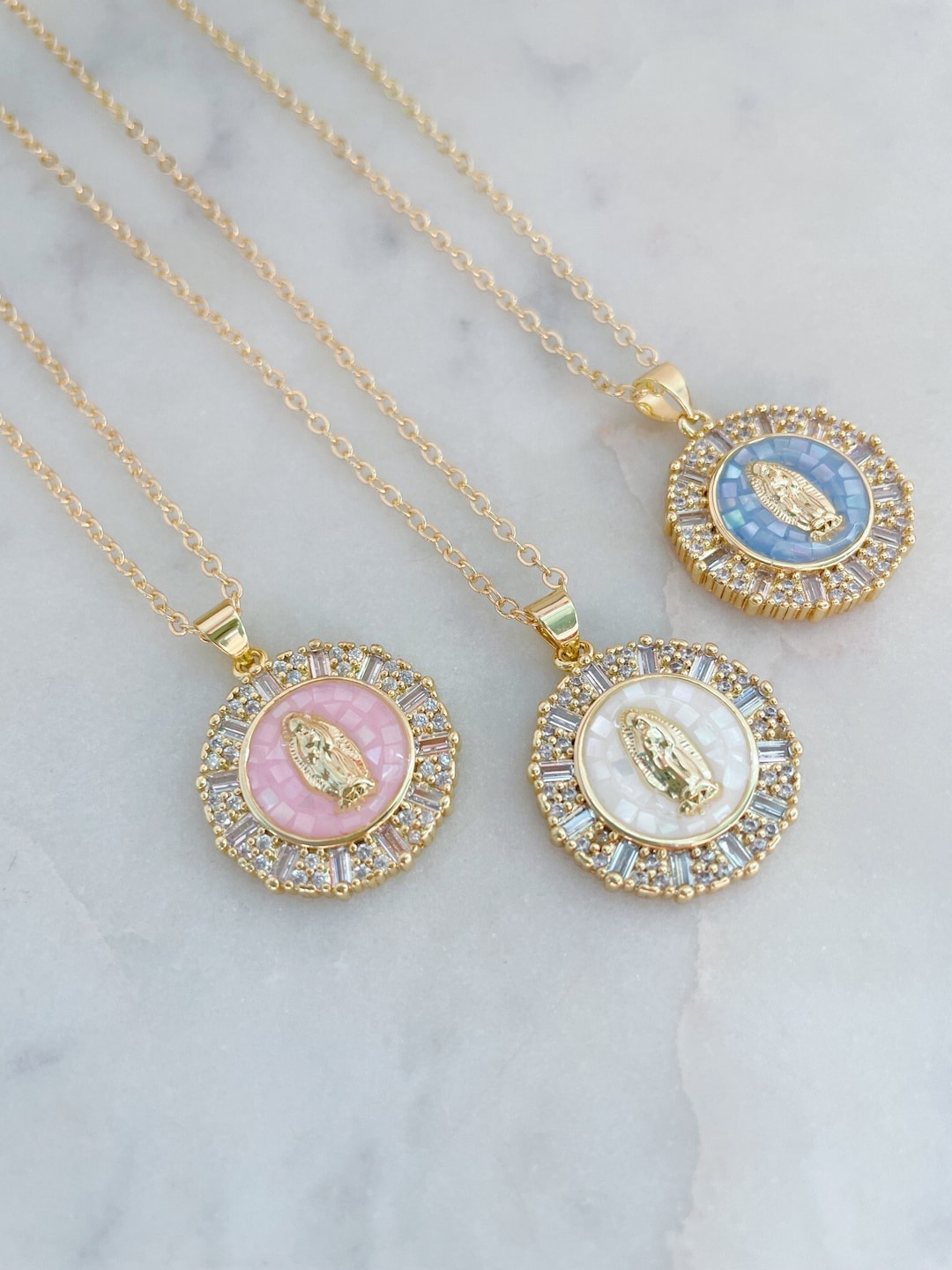 Gold Virgin Mary Necklace, Religious Jewelry, Catholic Gifts, Religious ...