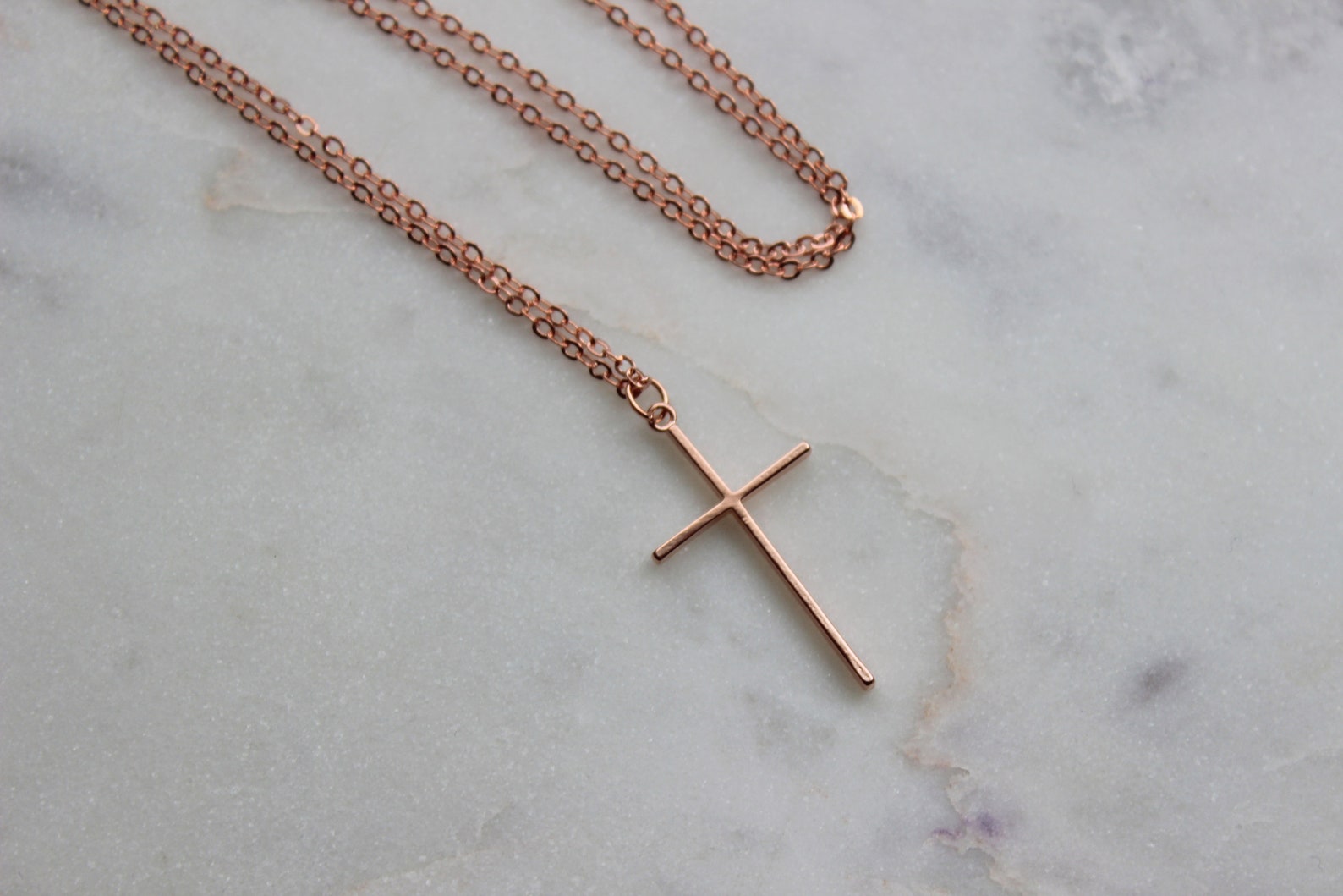 Rose Gold Cross Necklace, Rose Gold Cross Jewelry, 21st Birthday Gift ...