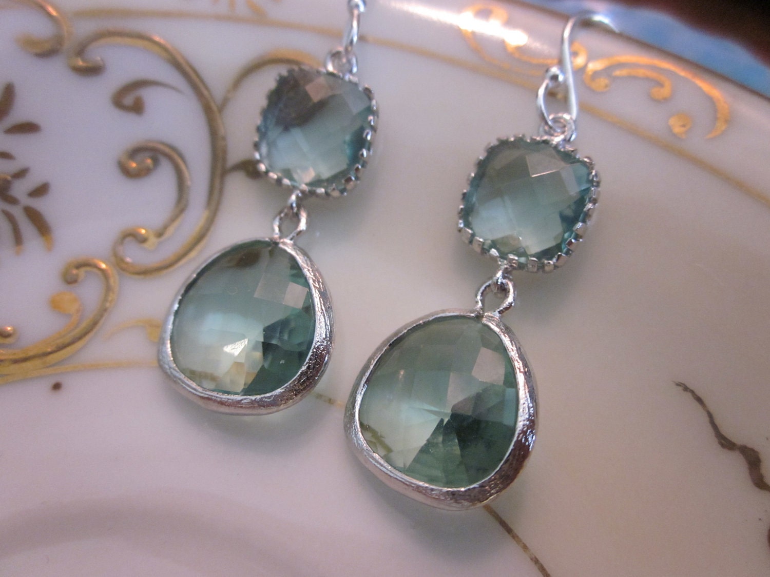 Prasiolite Earrings Silver Light Green Earrings - Sterling Silver ...