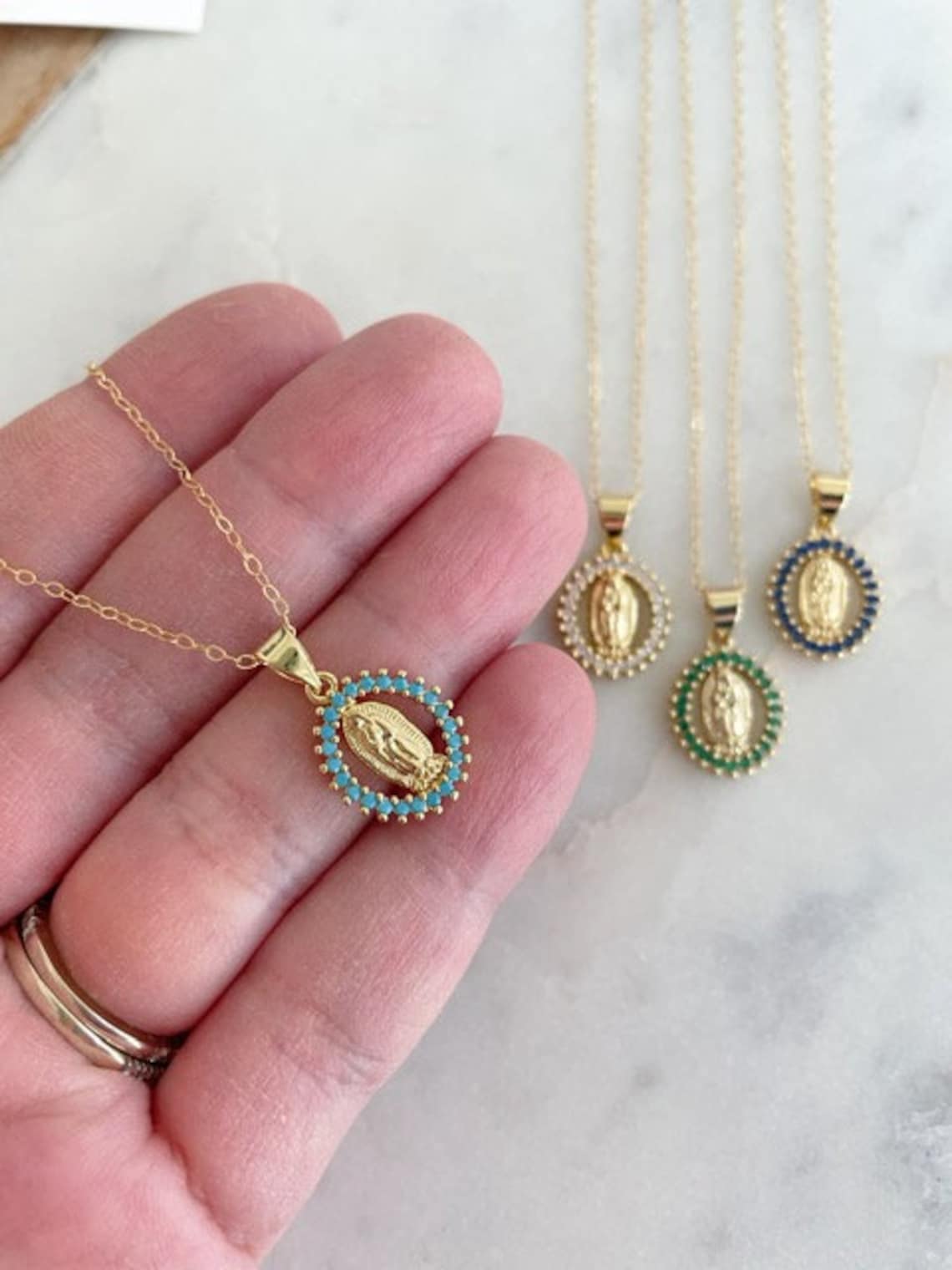 Crystal Virgin Mary Necklace Gold Virgin Mary Jewelry | Etsy