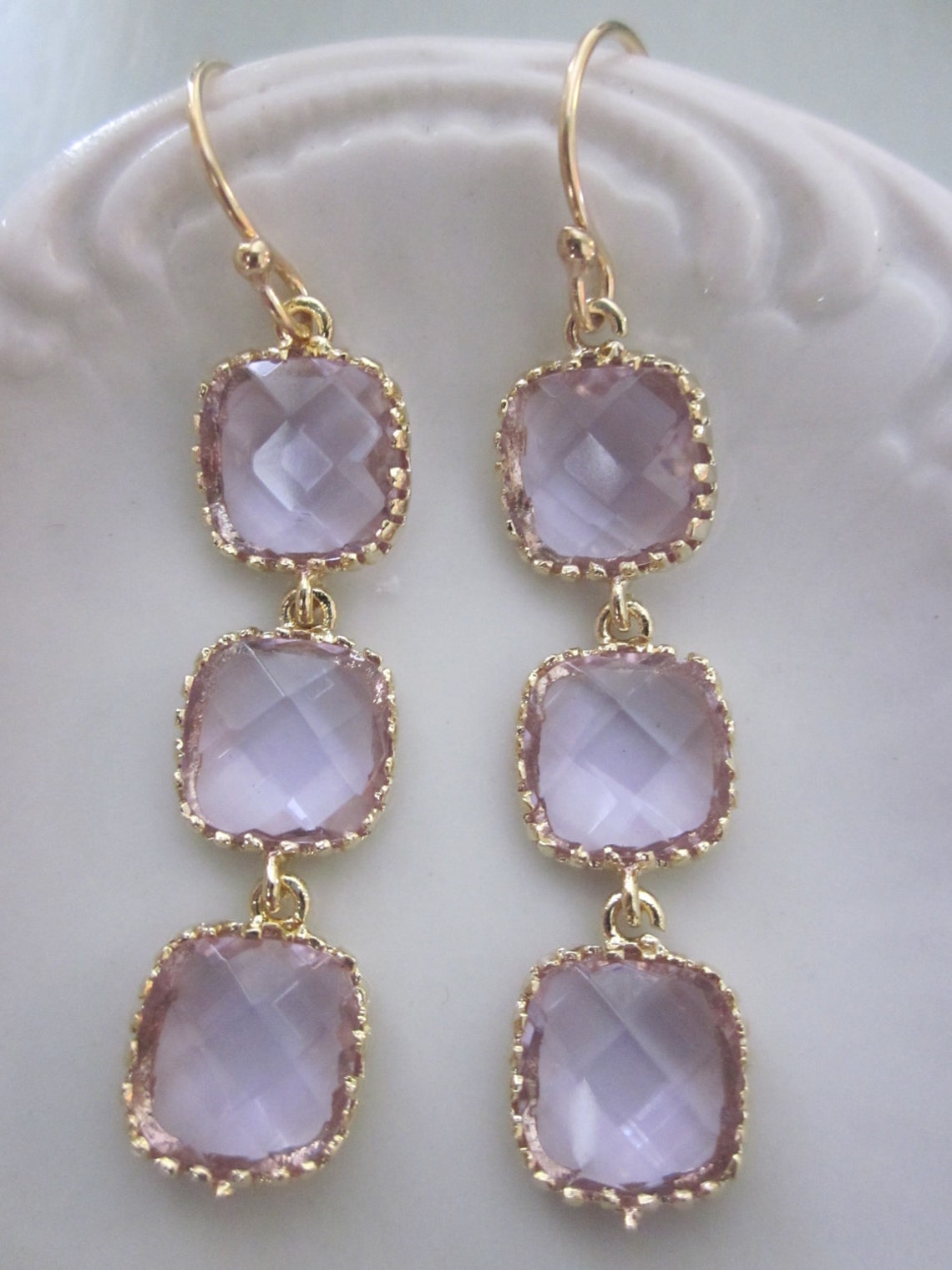 Lavender Earrings Gold Purple Earrings - Bridesmaid Earrings - Bridal ...