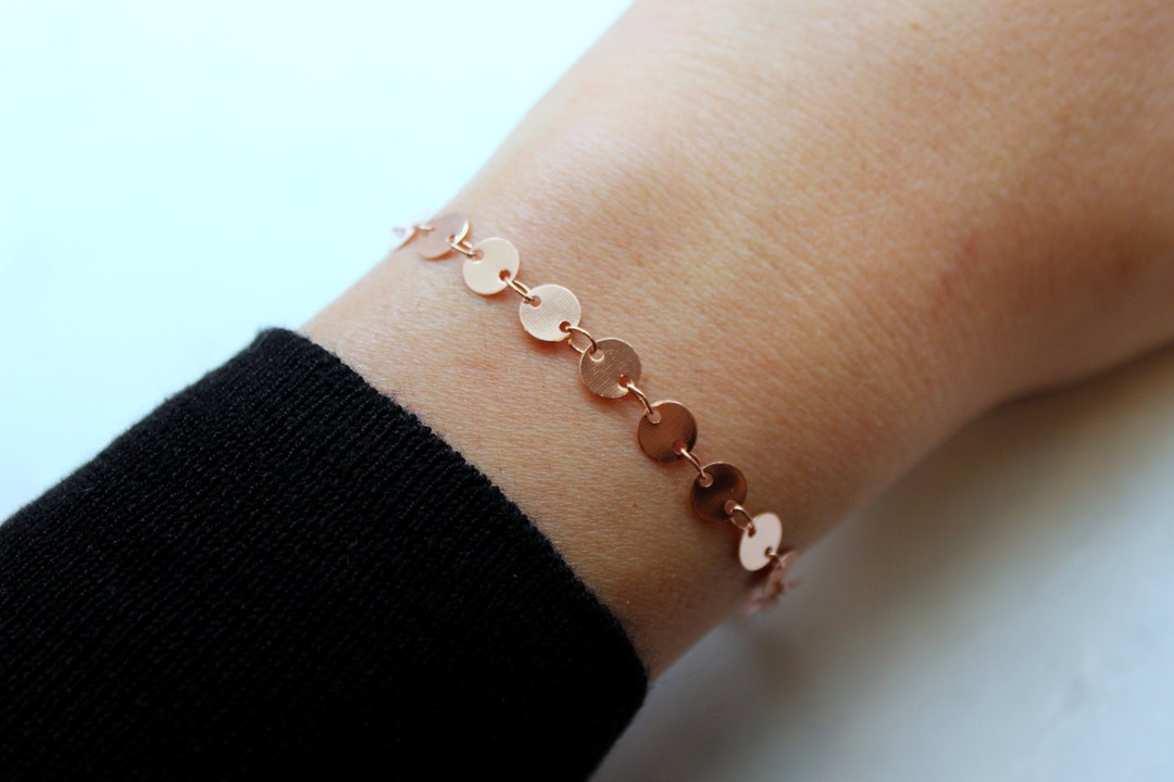 Rose Gold Coin Bracelet, Delicate Coin Bracelet, Coin Chain Bracelet ...