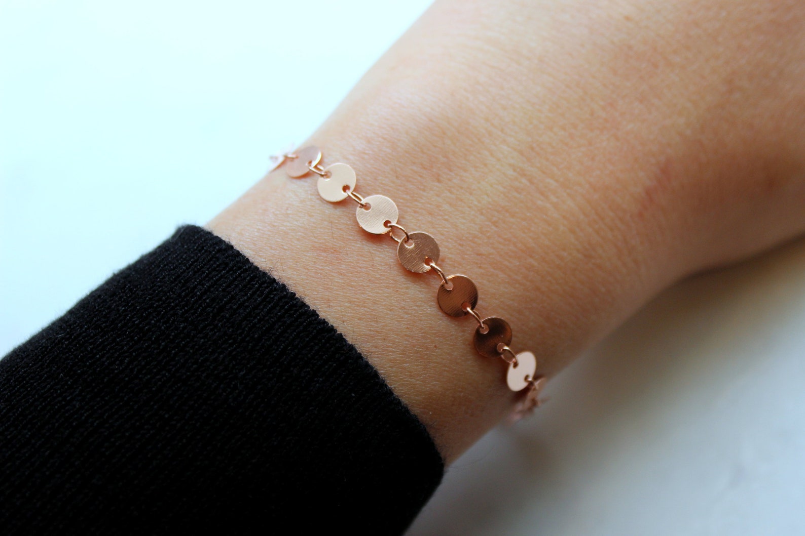Rose Gold Coin Bracelet Delicate Coin Bracelet Coin Chain - Etsy