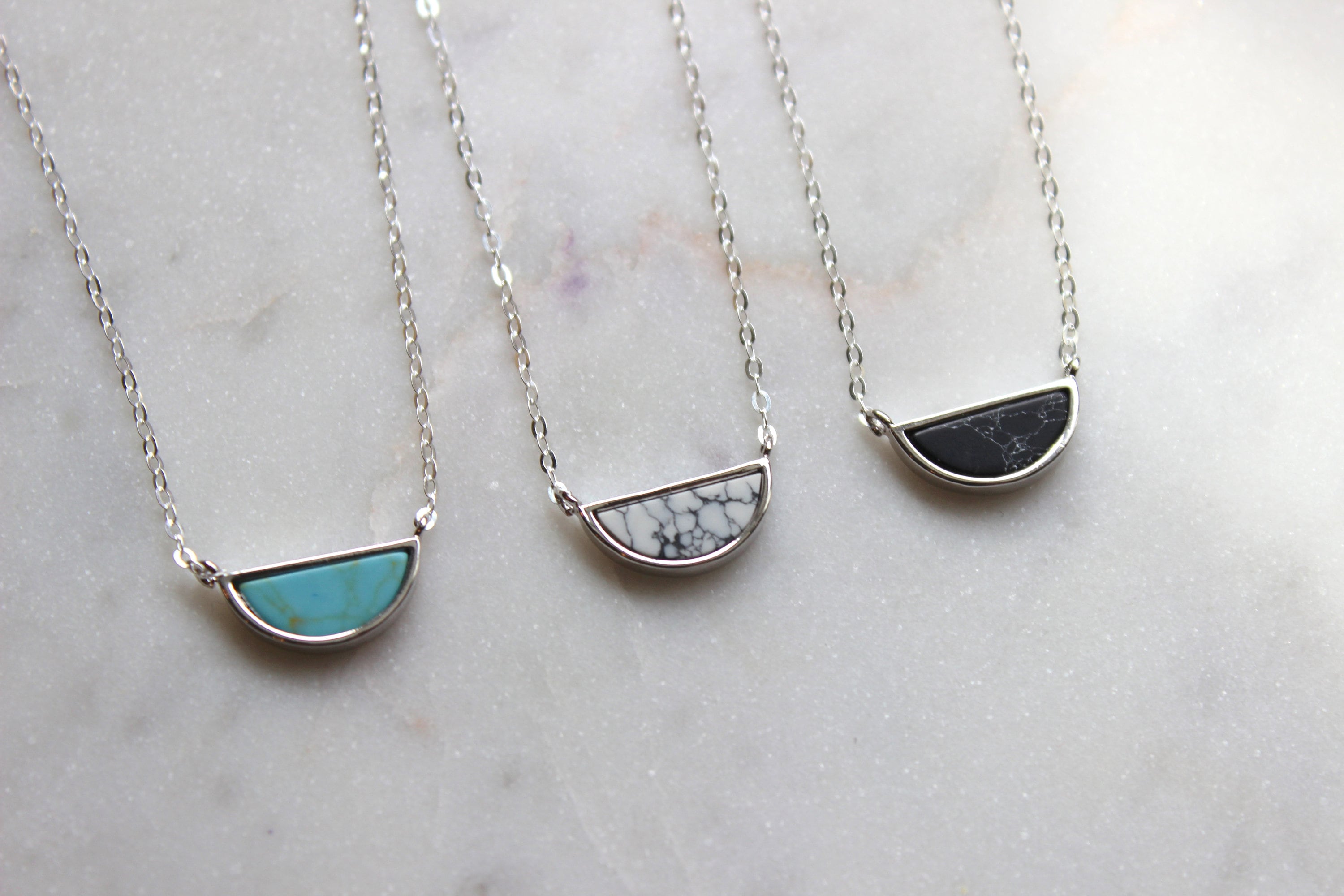 Half Moon Necklace, Silver Moon Necklace, Half Moon Jewelry, Crescent ...