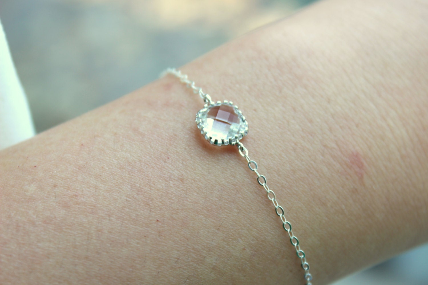 Dainty Silver Crystal Bracelet Clear Bracelet Crystal Jewelry | Etsy