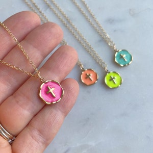 Colorful Cross Necklace, Cross Jewelry, Kids Cross Necklace, Cross ...