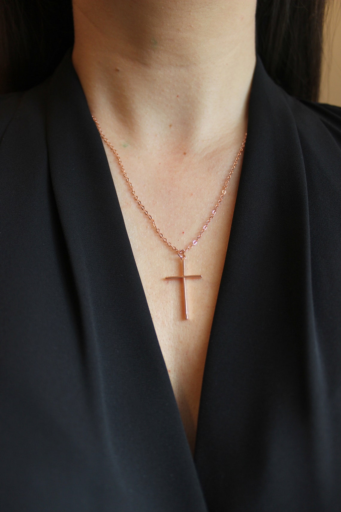 Rose Gold Cross Necklace, Rose Gold Cross Jewelry, 21st Birthday Gift ...