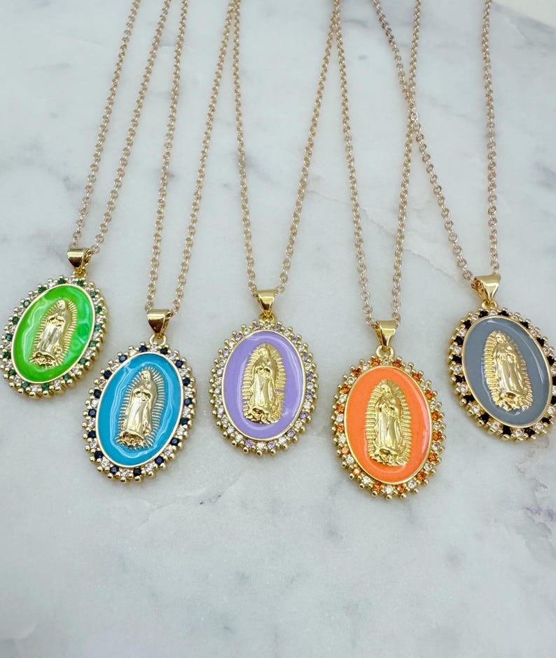 14k Gold Filled Chain, Mary Necklace Religious Necklace, Catholic ...