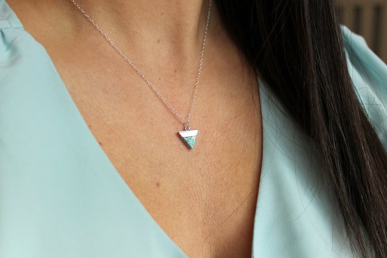 Silver Triangle Necklace Silver Triangle Jewelry Gemstone | Etsy