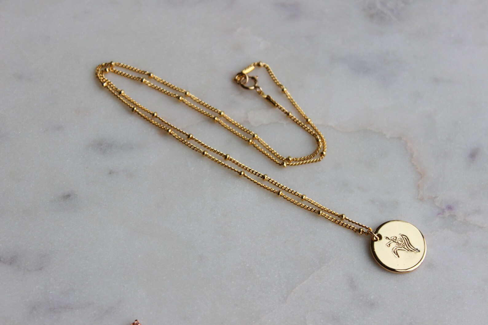 Gold Birth Flower Necklace, Birth Flower Jewelry, Dew Drop Chain, Birth ...