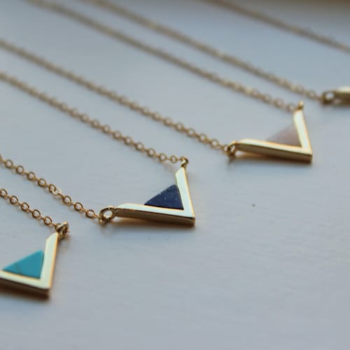 Gold Triangle Necklace Triangle Jewelry Marble Necklace - Etsy