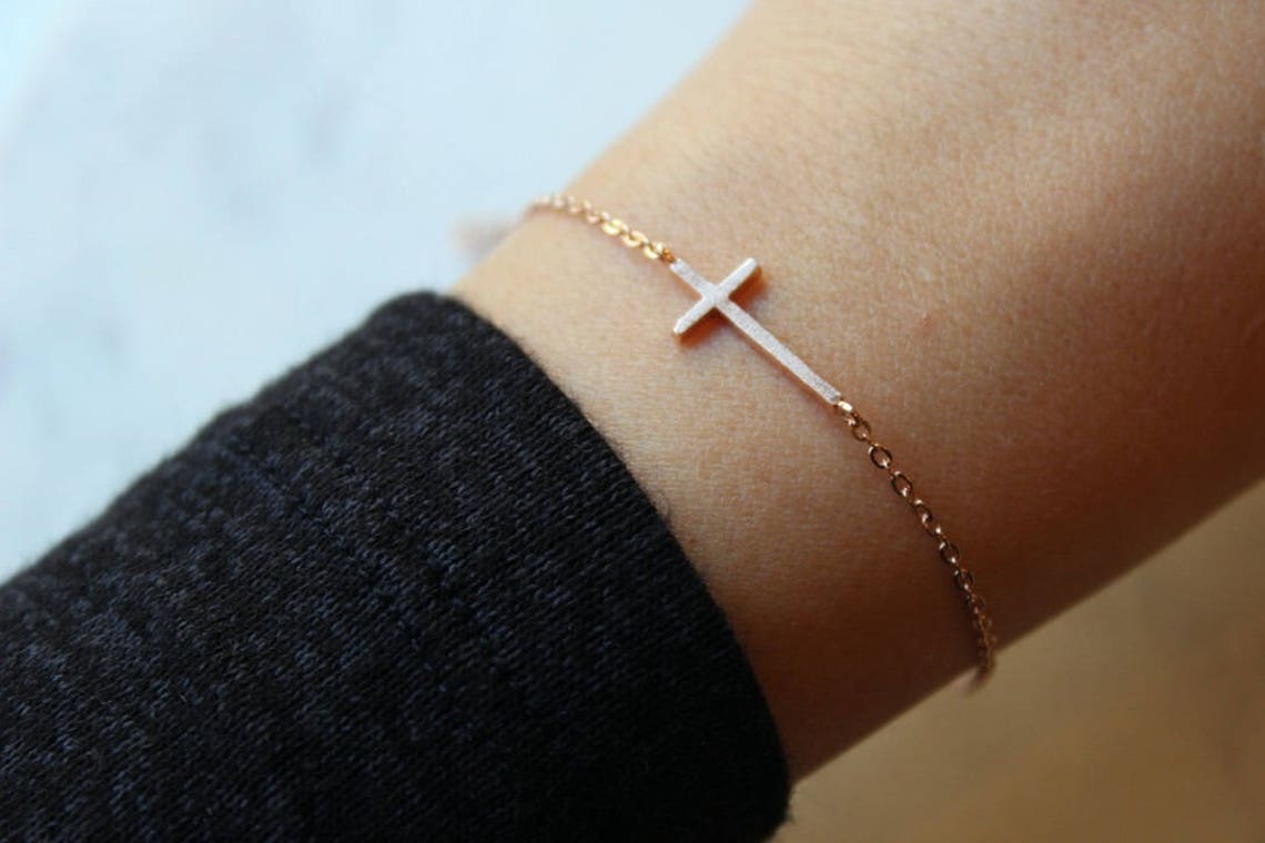 Rose Gold Sideways Cross Sideway Cross Sideways Cross - Etsy