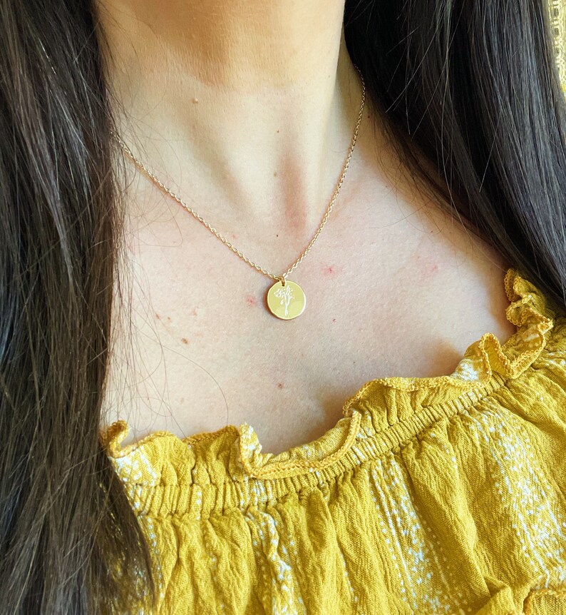 Gold Birth Flower Necklace Birth Flower Jewelry Birthday | Etsy