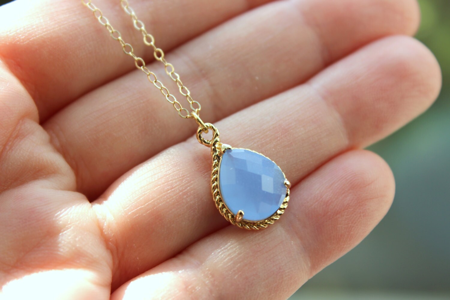 Gold Periwinkle Necklace Lavender Blue Periwinkle Jewelry - Etsy