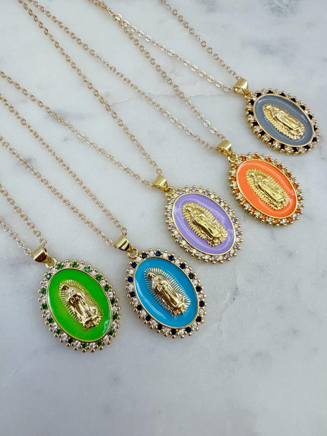 14k Gold Filled Chain, Mary Necklace Religious Necklace, Catholic ...