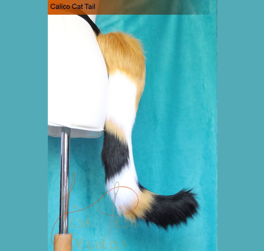 Calico Cat Fursuit Tail: Luxury Faux Fur Cosplay - Etsy