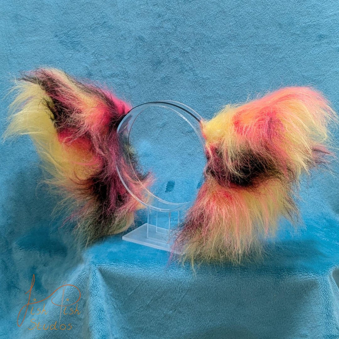 Burnt Candy Themed Faux Fur Fluffy Cat Ears Headband: Cosplay Costume ...