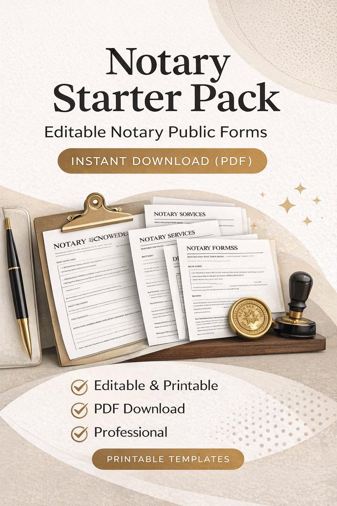 Notary Public Forms Bundle | Editable Templates | Printable PDF ...
