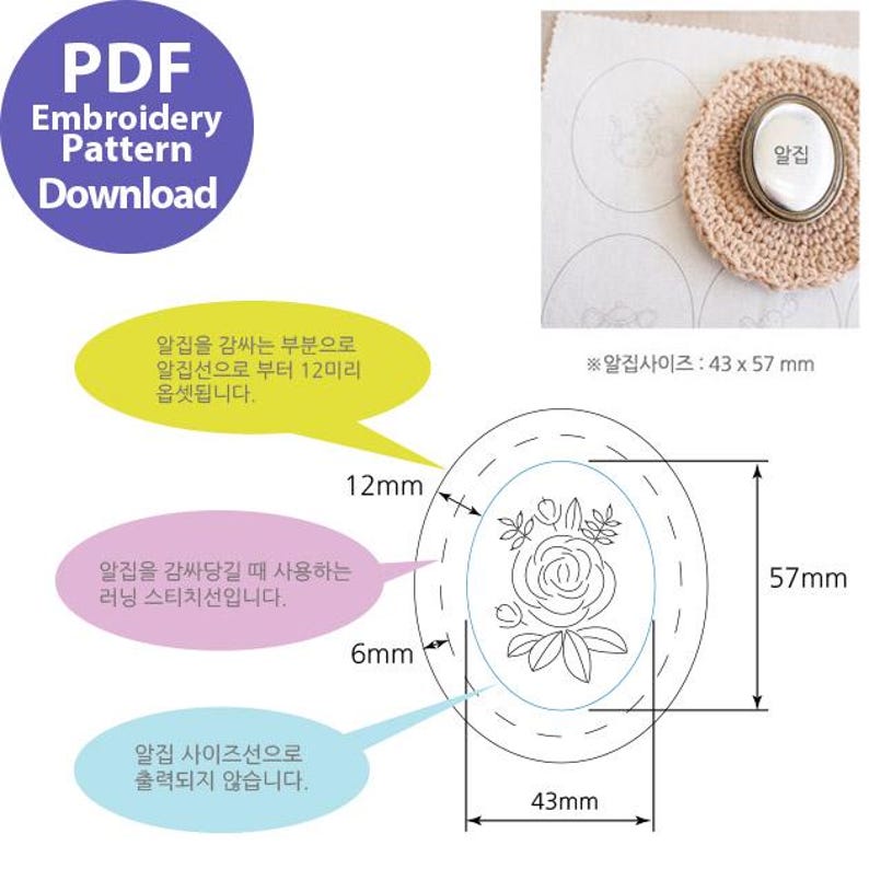 French Embroidery Pattern PDF, Flower Design, DIY Hand Stitching for ...