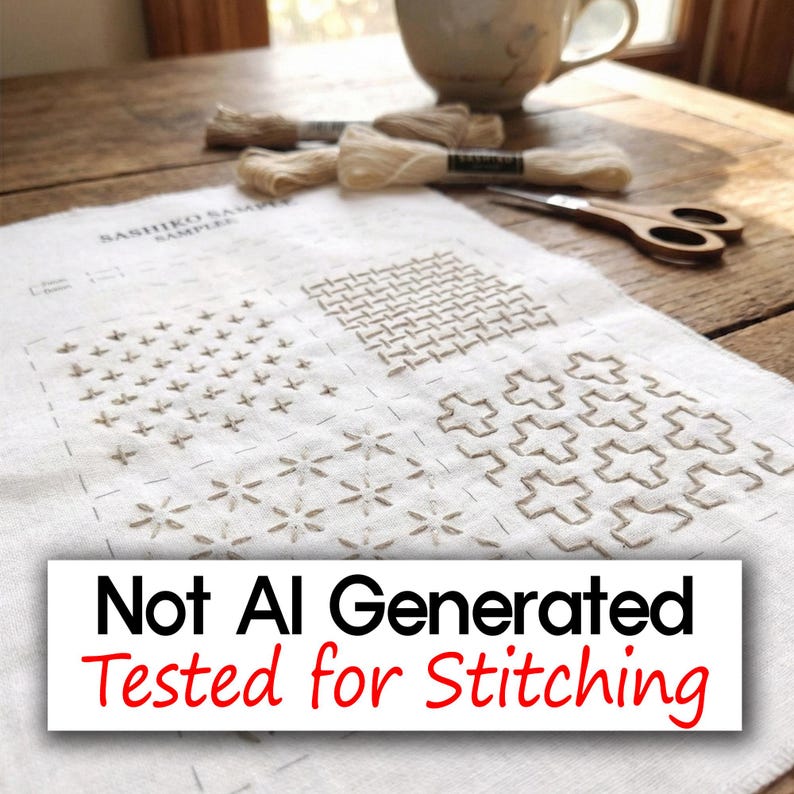 Beginner Sashiko Pattern PDF – Japanese Embroidery Sampler (digital ...