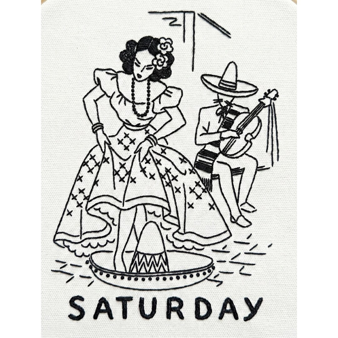 Lady of Saturday Embroidery Pattern - Stylish Weekend Outing Hand ...
