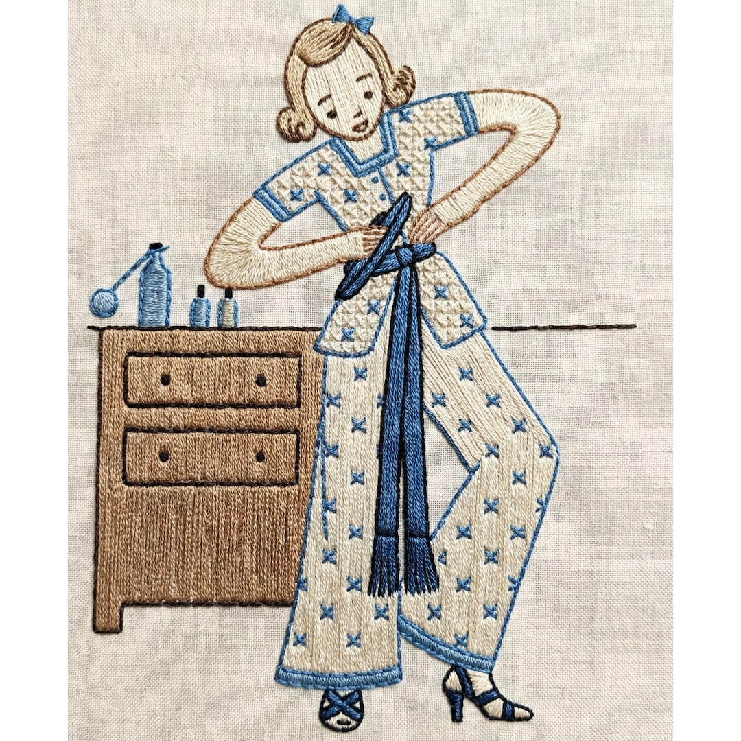 Vintage Lady Embroidery Pattern - Vanity Scene, Resizable PDF - Etsy