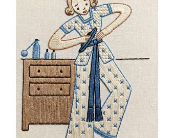 Vintage Lady Embroidery Pattern - Vanity Scene, Resizable PDF - Etsy