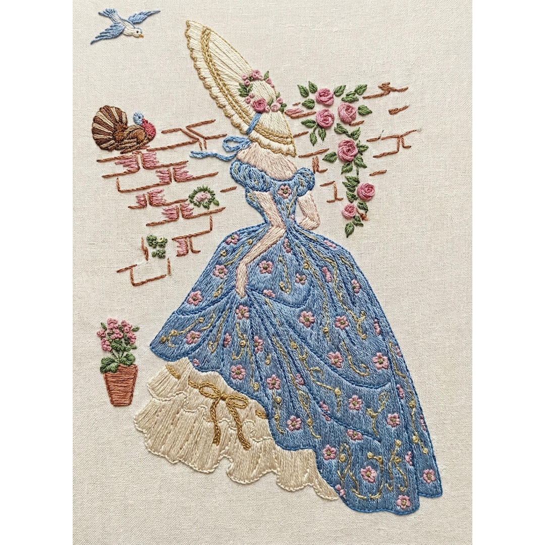 Lady and Bird Embroidery Pattern - Whimsical Feminine Design (digital ...