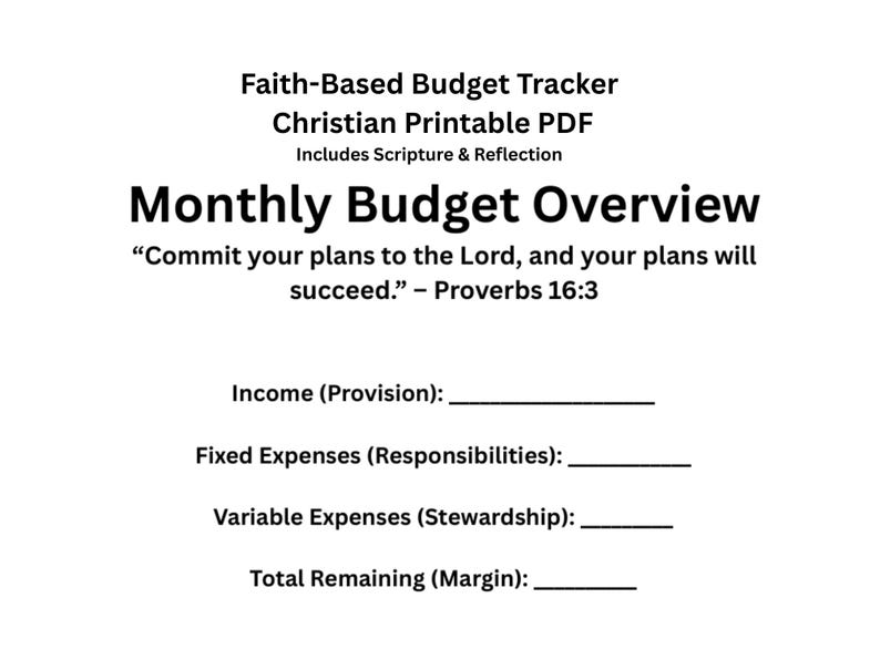 Faith-based Budget Tracker Printable | Christian Budget Planner ...