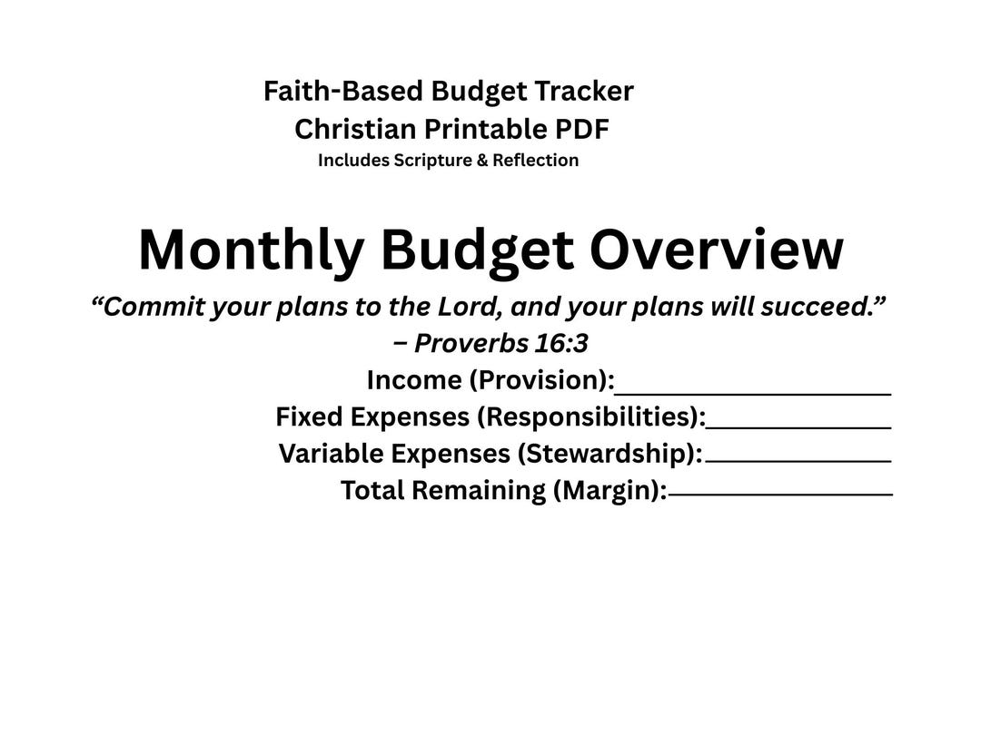 Faith-based Budget Tracker Printable | Christian Budget Planner ...