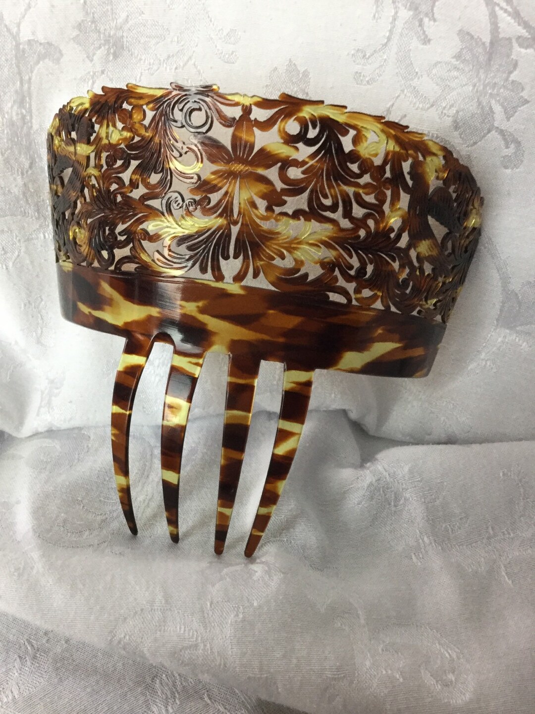 Incredible Antique Large Celluloid Faux Tortoise Shell Head Piece ...