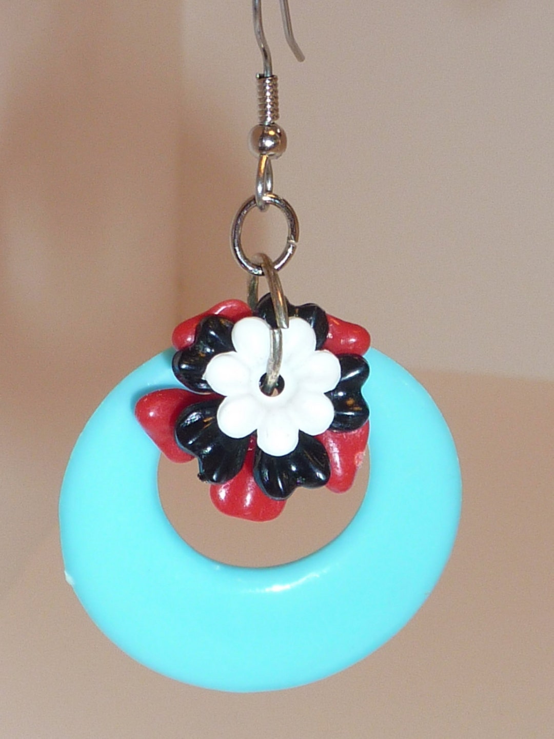 Vintage Fun Multi Colored Plastic Earrings 1960s - Etsy