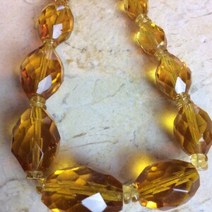 Czech Glass Faceted Amber Long Strand Vintage - Etsy
