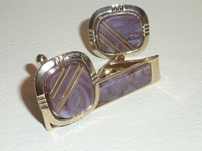 Vintage Cufflink & Tie Clipp Set - Etsy
