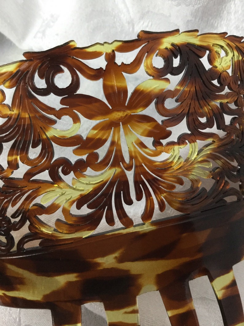 Incredible Antique Large Celluloid Faux Tortoise Shell Head Piece ...