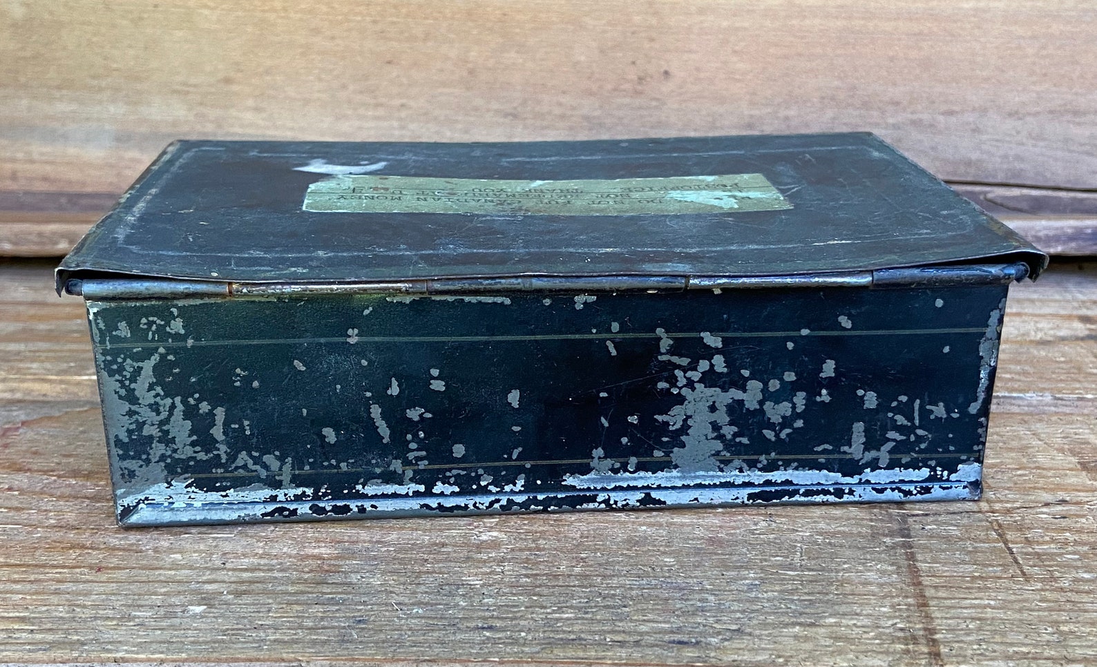 Vintage Small Tin Coin Box Japanned Tin Vintage Toleware Coin Till ...