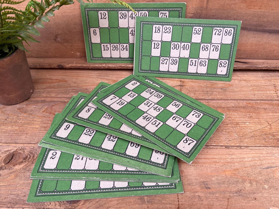Vintage Bingo Cards Set of 12 Vintage Green Bingo Cards - Etsy