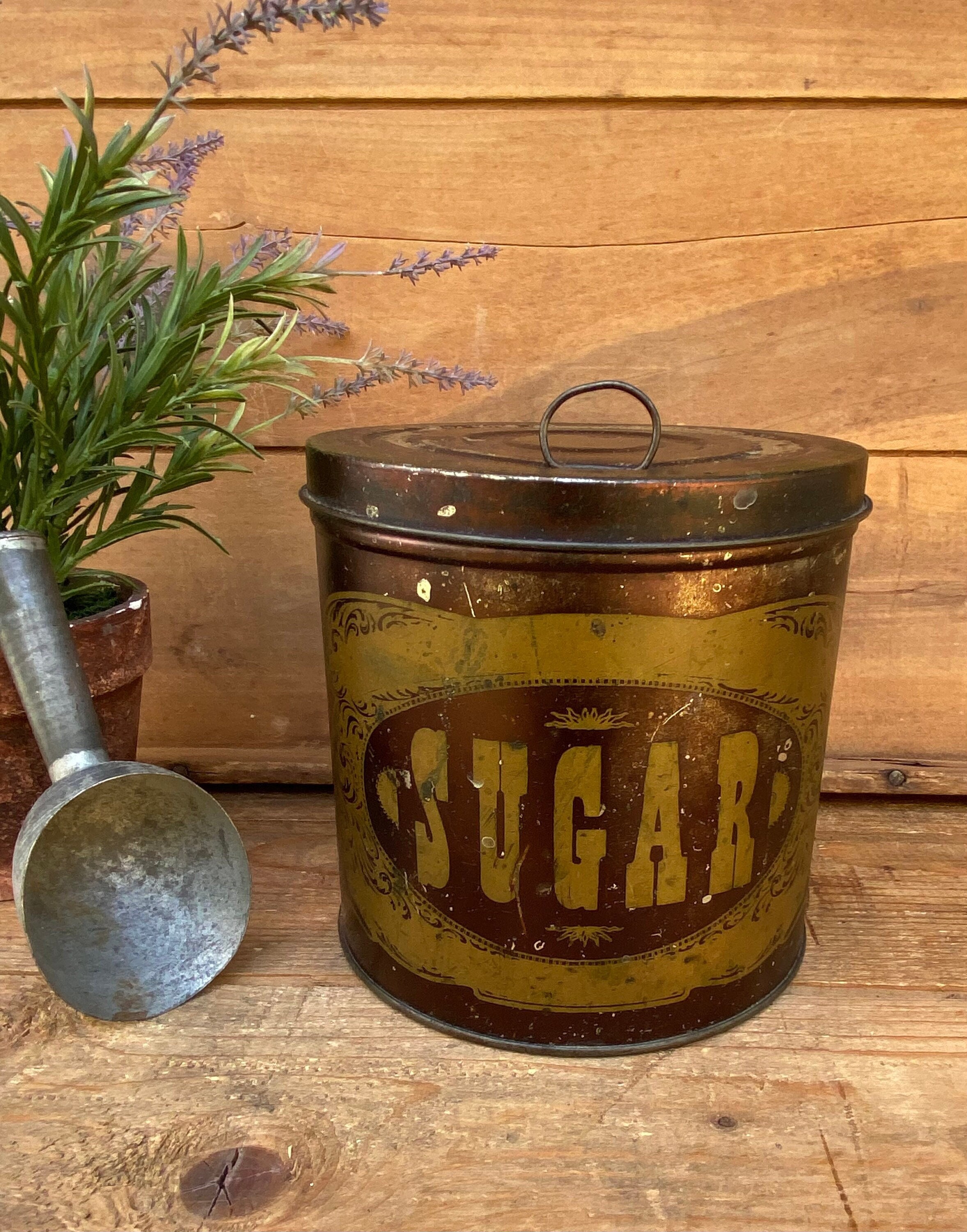 Vintage Tin Sugar Canister Antique Sugar Tin Vintage Sugar Container - Etsy