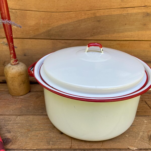 White Enamelware Pot - Etsy