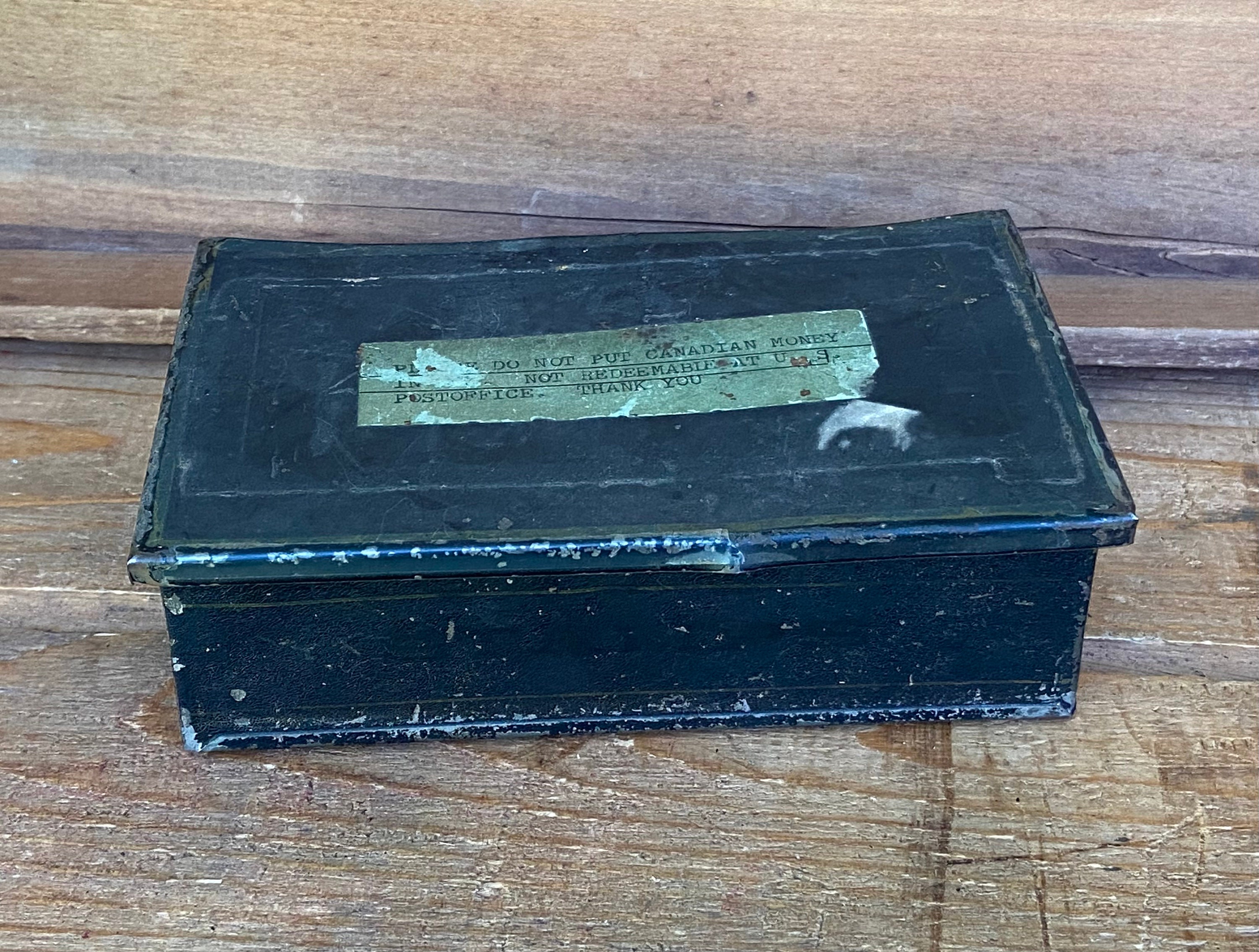 Vintage Small Tin Coin Box Japanned Tin Vintage Toleware Coin Till ...