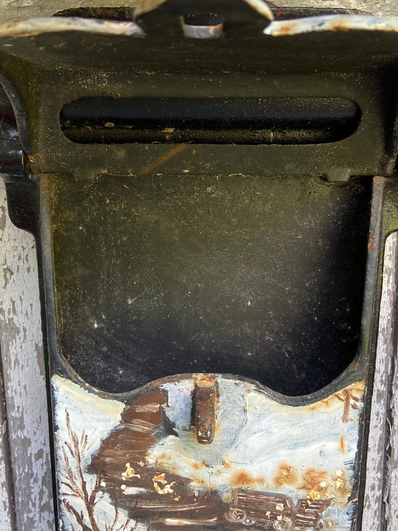 Vintage Cast Iron Mailbox - Wall Mounted - Hand Painted - Postal Box - Etsy