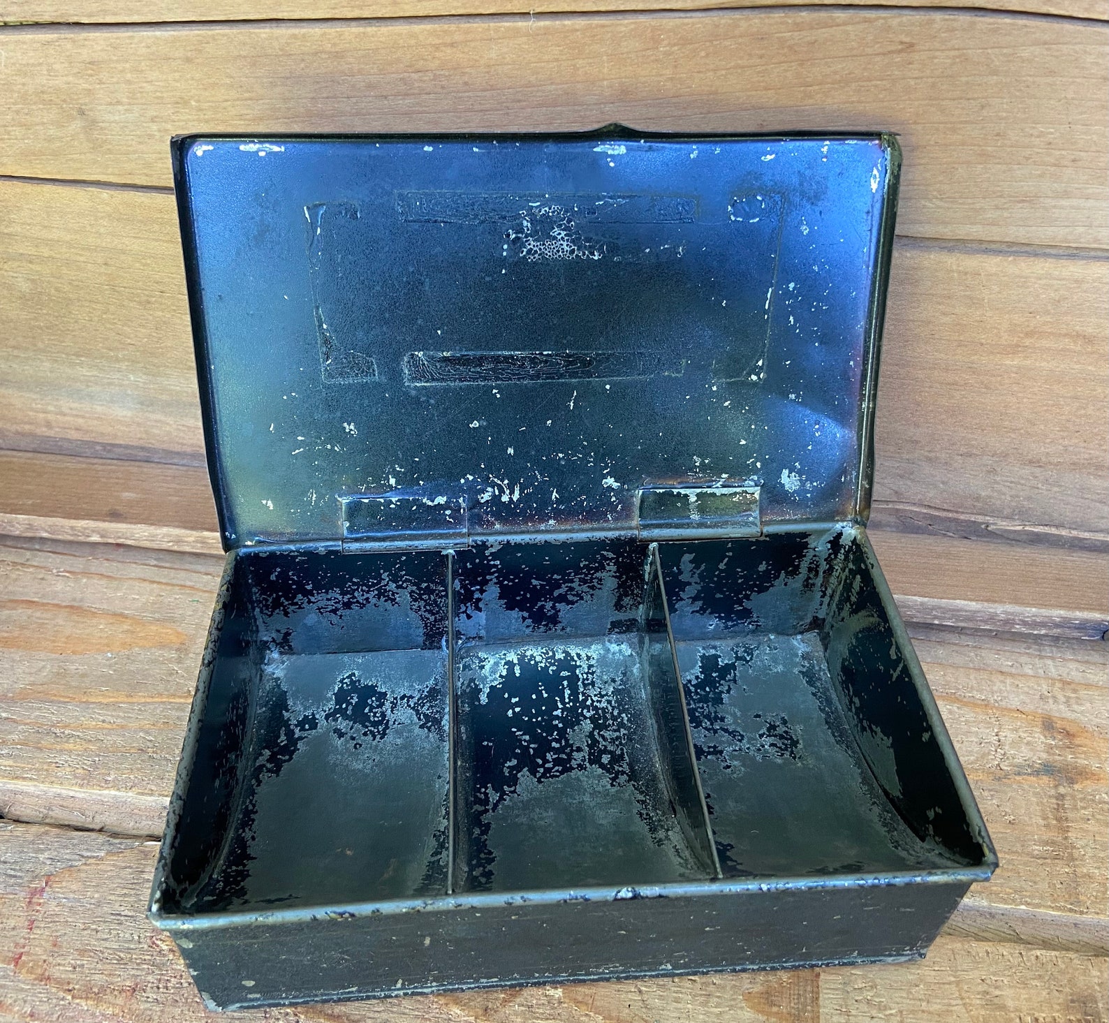 Vintage Small Tin Coin Box Japanned Tin Vintage Toleware Coin Till ...